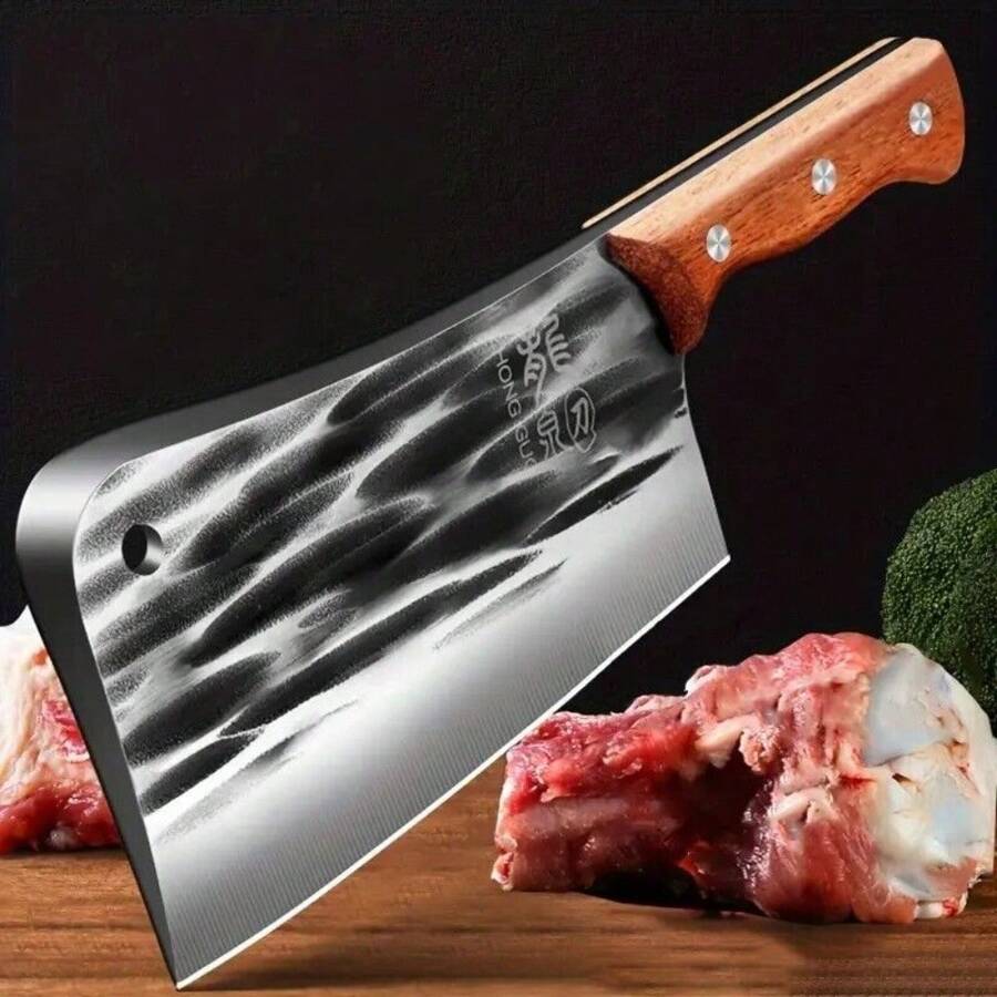 Bone Chopping Butcher Knife - Hand Forged Heavy Duty Meat Cleaver ...