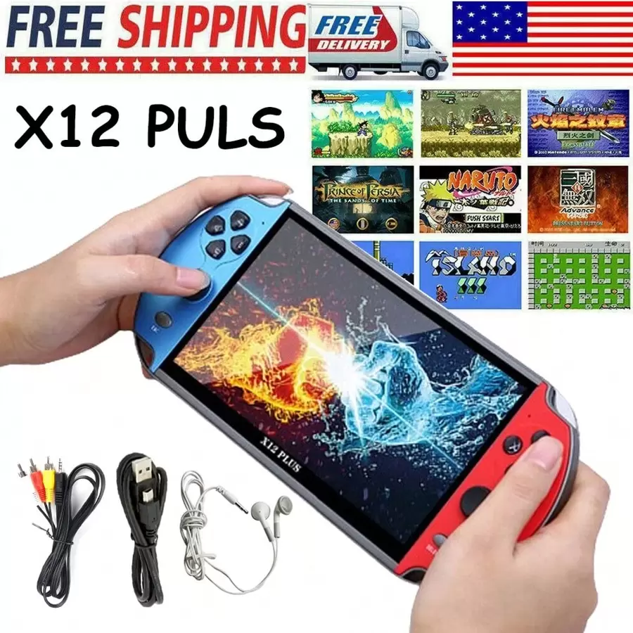 Consola de videojuegos retro portátil X12 Plus de 7 pulgadas y 16 GB ...