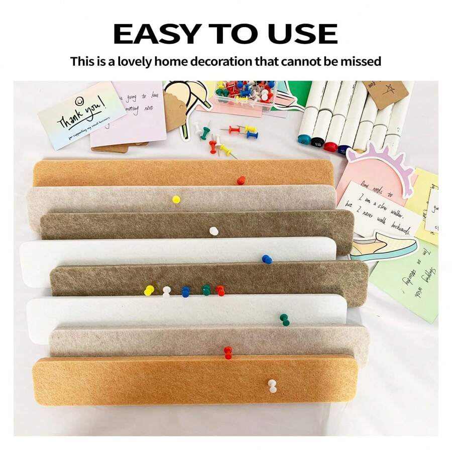 8pcs Felt Bulletin Board Bar Strip, Self-Adhesive Pin Board Bar ...