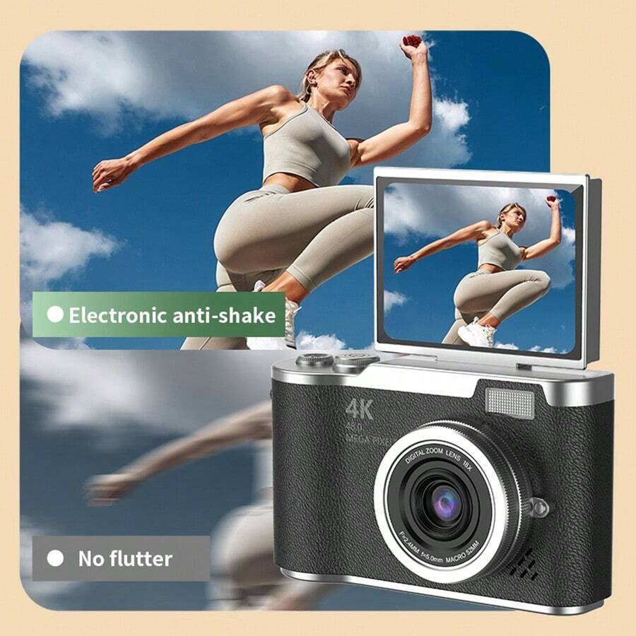 Auto Focus 48MP 4K Face Detection 2.4-Inch Flip Over Display Screen 16X Zoom 800mah Rechargeable ...