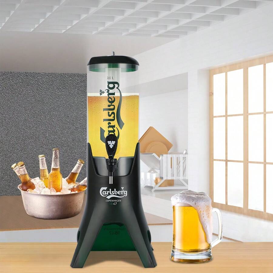 Plastic 3l Beer Dispenser Tabletop Beer Tower With Ice Tube Juice ...