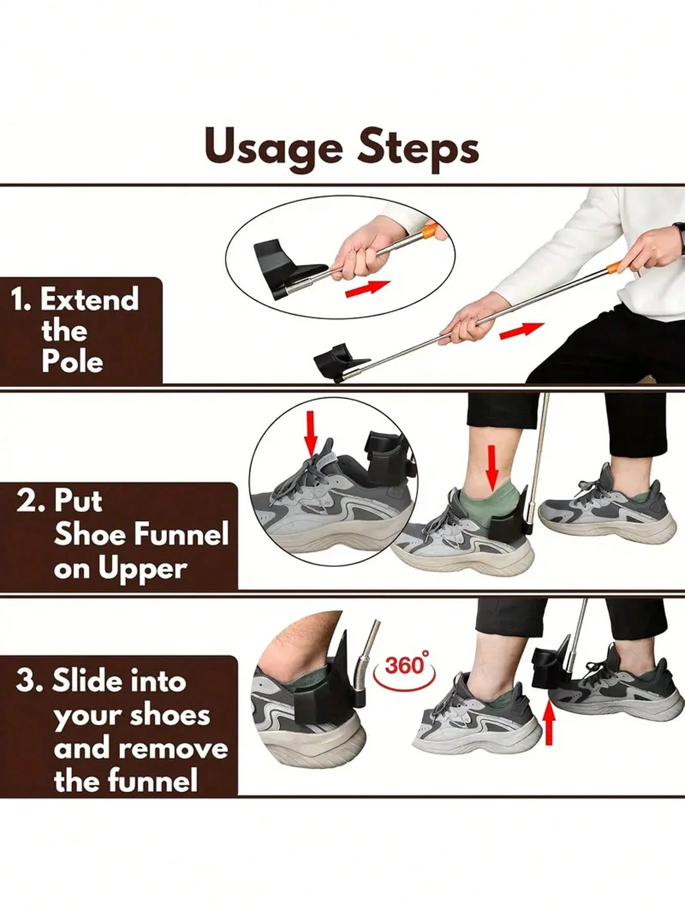 Easy 31-Inch Stainless Steel Shoehorn For Seniors - No Bending ...