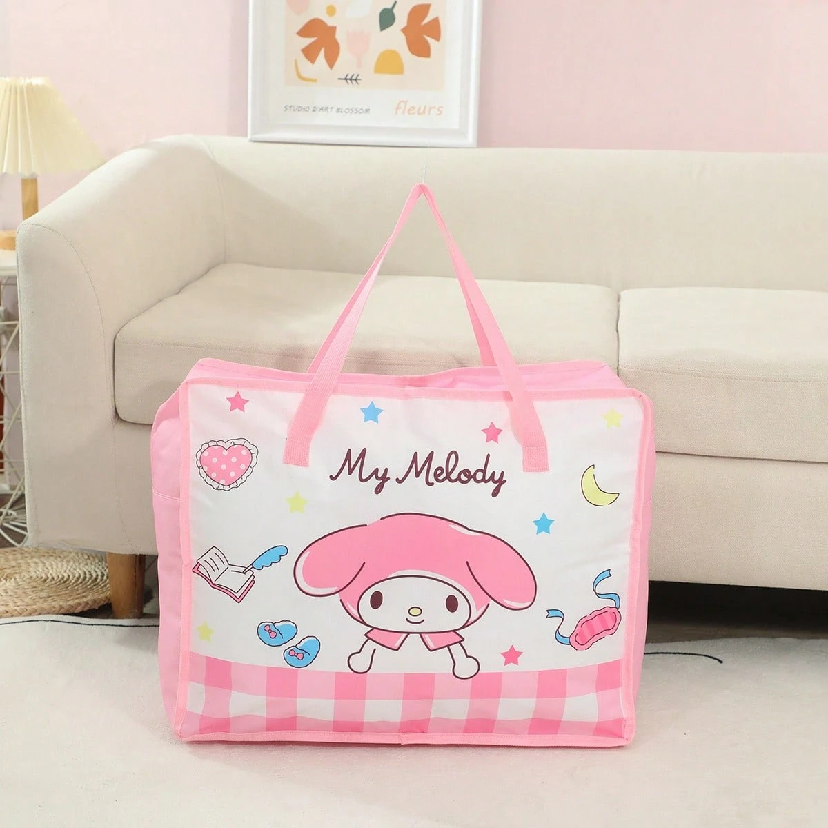 Sanrio Bolsa de almacenamiento acolchada Sanrio Hello Kitty Kuromi genuina, de gran capacidad ...