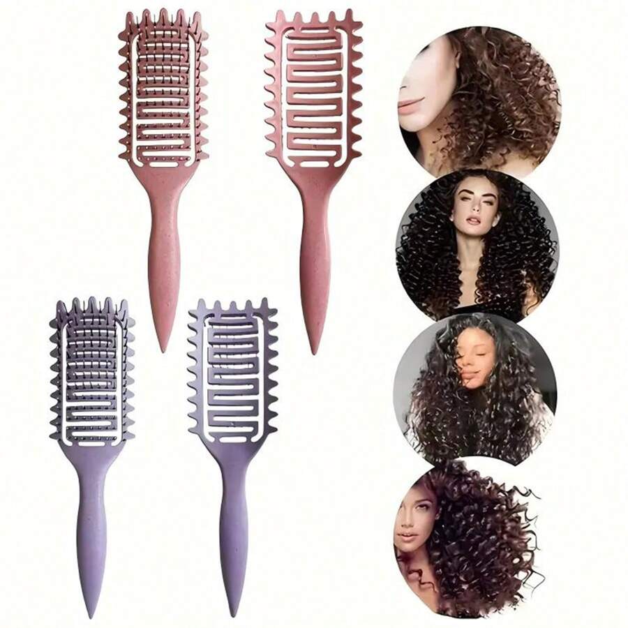 1pc Portable Curly Hair Styling Brush - Nylon Bristles, Detangling ...