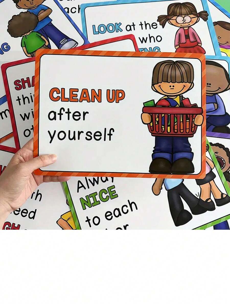 15pcs A4 Size Classroom Rules Poster - Preschool Class Rules Poster ...