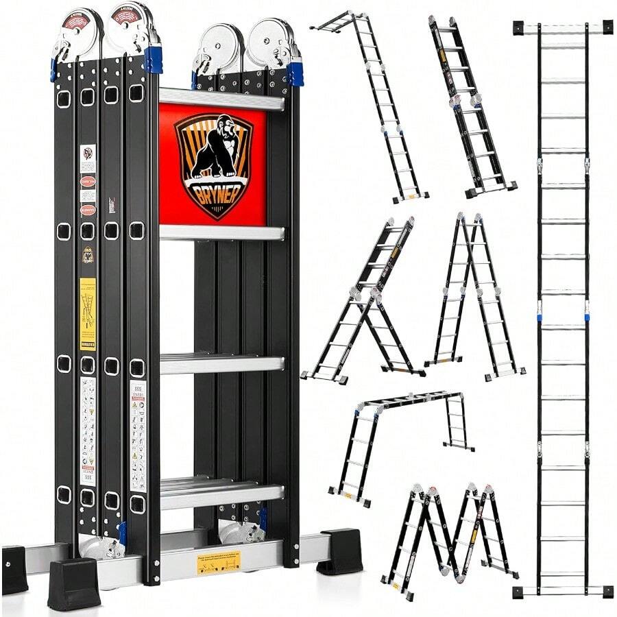 Bryner Ladder 7 In 1 Multi-Purpose Ladder Aluminium Extension Ladder ...