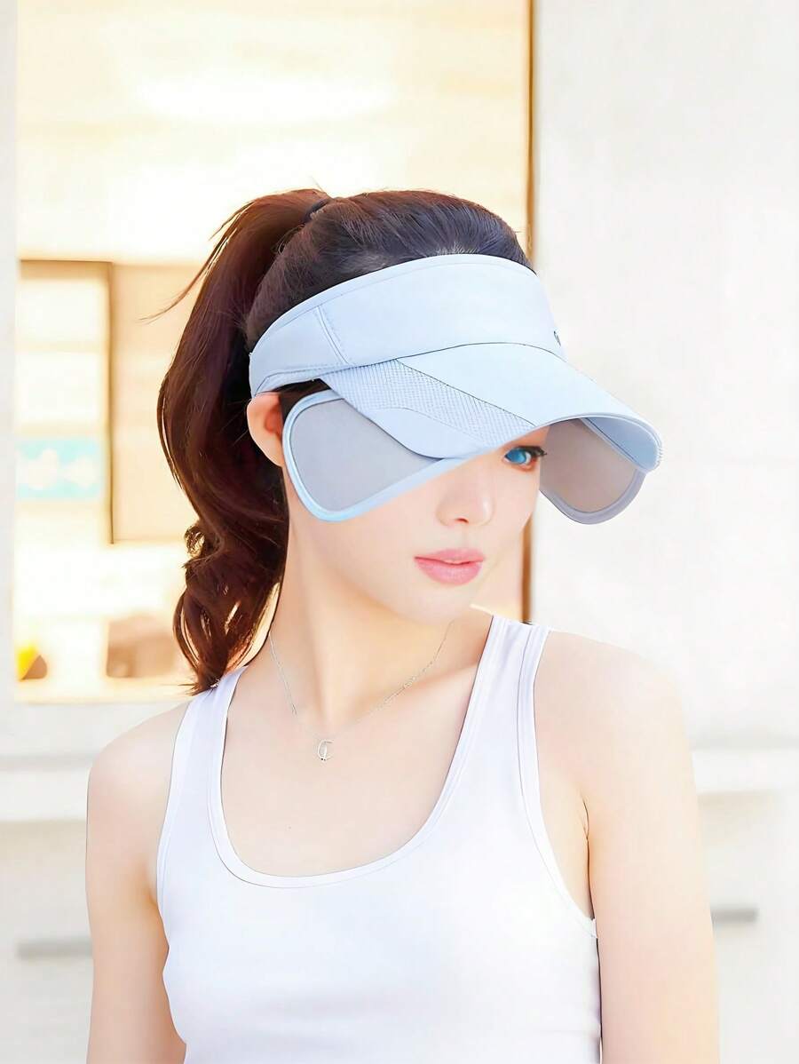 1pc Women's Adjustable Retractable Wide Brim Sun Hat, Summer Outdoor Sports Casual Sunscreen ...