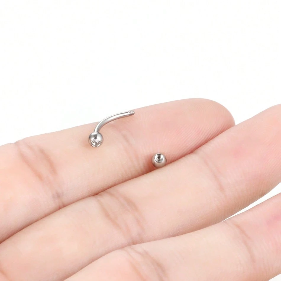 1PC Steel Eyebrow Banana Piercings Curved Barbell Ring Lip Labret ...