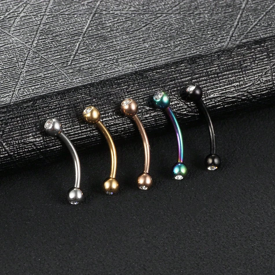1PC Steel Eyebrow Banana Piercings Curved Barbell Ring Lip Labret ...