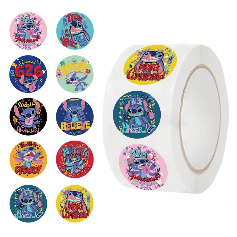 500PCS Disney Stitch Stickers Roll 10 Styles Reward Stickers For ...