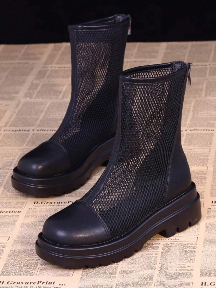 Women Thick Sole Boots 2025 New Spring Summer Lightweight Mesh ...