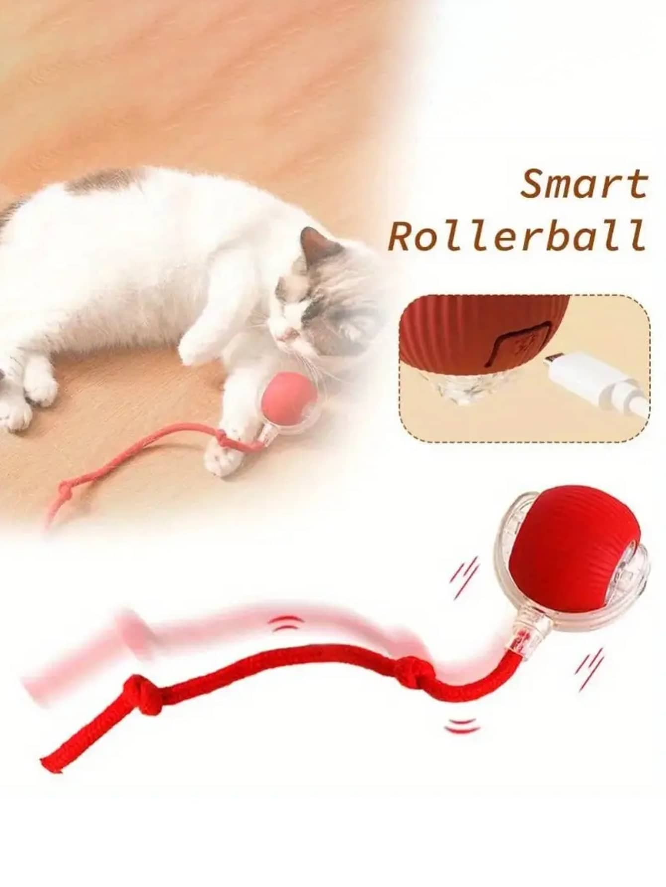Tendry Interactive Squeaky Cat Ball, Anti-Biting Automatic Cat Ball ...