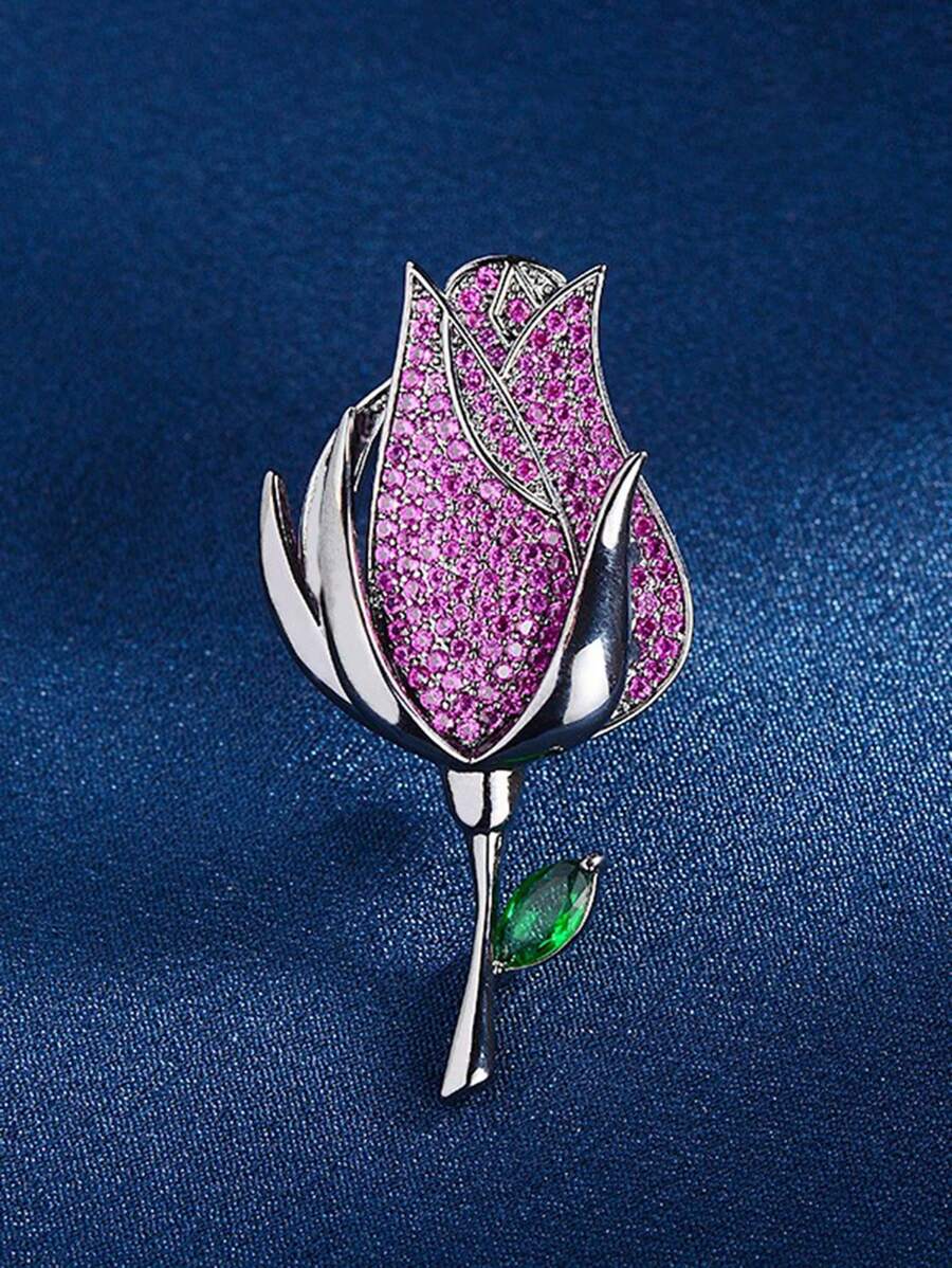 Luxury Gun Black Rose Flower Brooch, High-End Men & Women Lapel Pin ...