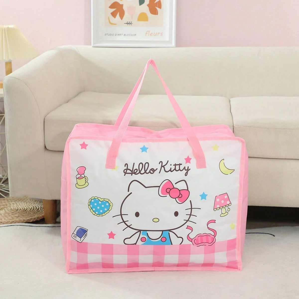 Sanrio Bolsa de almacenamiento acolchada Sanrio Hello Kitty Kuromi genuina, de gran capacidad ...