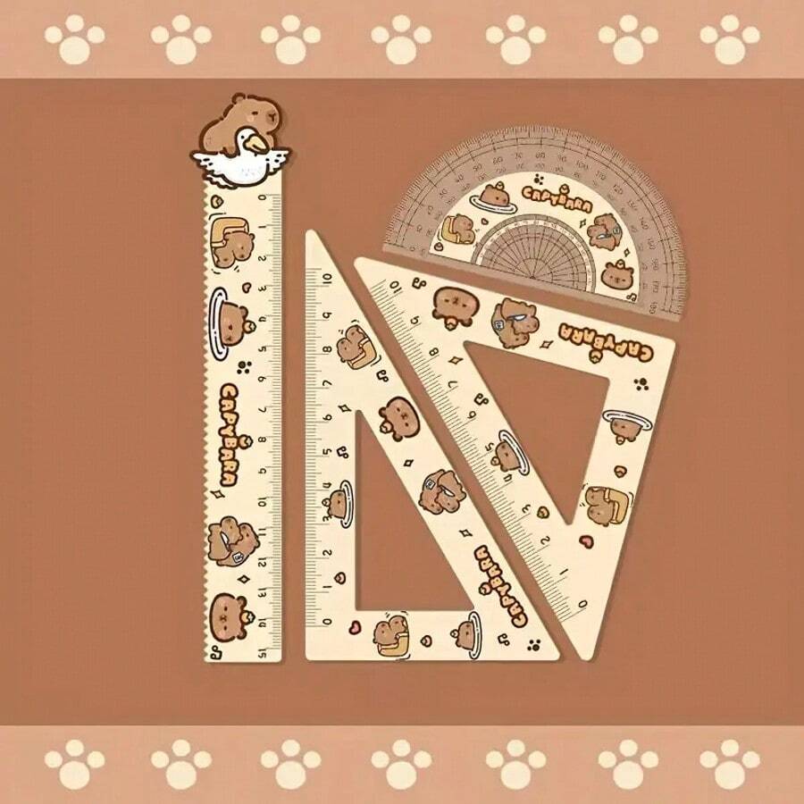 1set Capybara Ruler Set For Students, Includes A Thick Acrylic Wavy ...