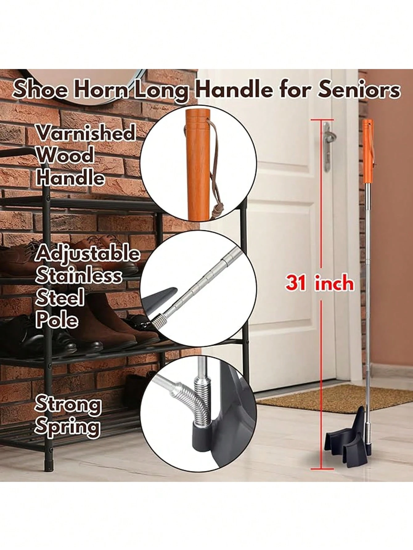 Easy 31-Inch Stainless Steel Shoehorn For Seniors - No Bending ...