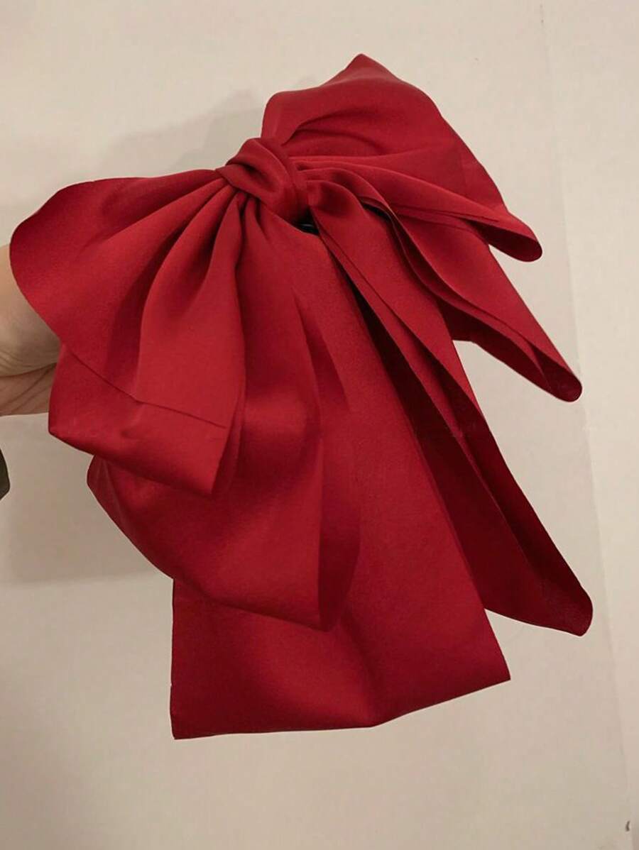 Red High-End Hanging Satin Bow Hair Clip - A Chic Hair Accessory For ...