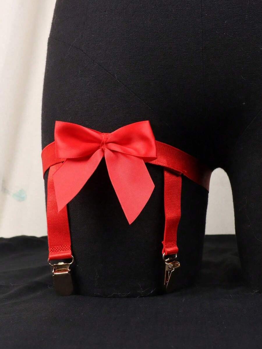 2PCS Thigh High Garter Belt Bows Punk Leg Garter With Anti Slip Clip ...