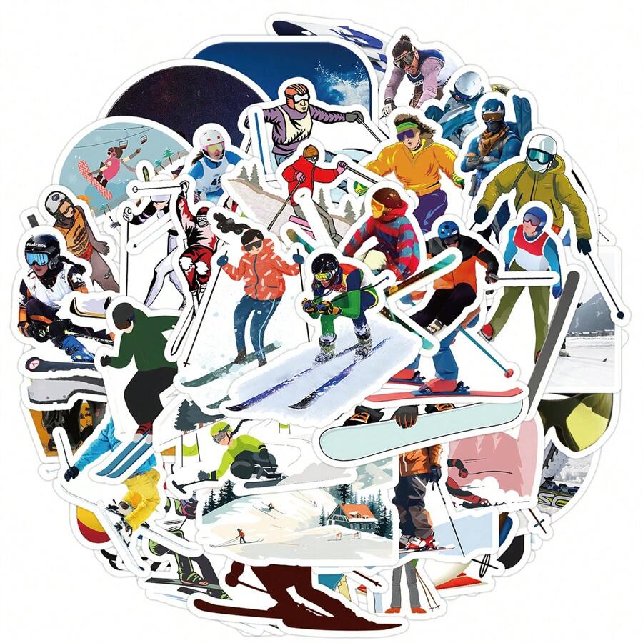 50PCS Skiing Stickers Vinyl Aesthetics Stickers Scrapbooking, Diary ...
