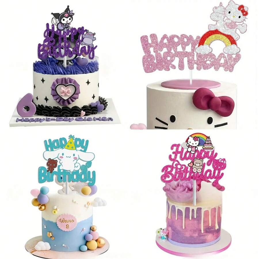 Sanrio Cake Toppers, Hello Kitty, Cinnamoroll, Kuromi Cartoon Cake ...