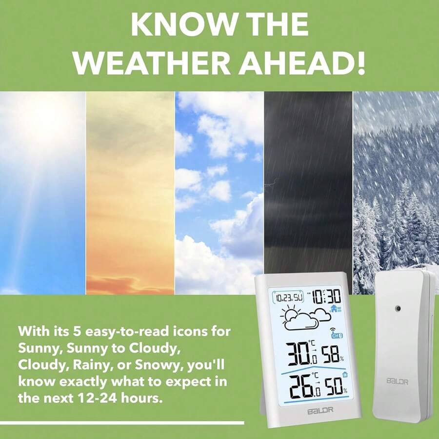 Wireless Thermometer Weather Station- Home Weather Stations For Indoor ...