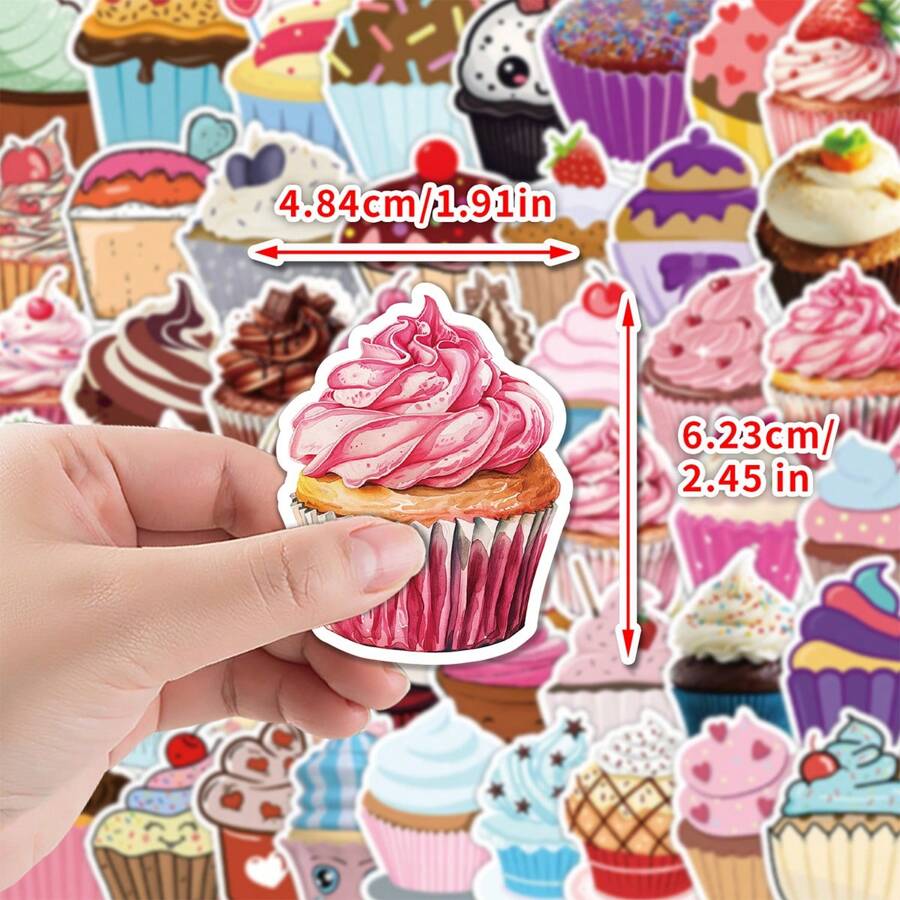 50PCS Cupcakes Stickers Vinyl Aesthetics Stickers Scrapbooking, Diary ...