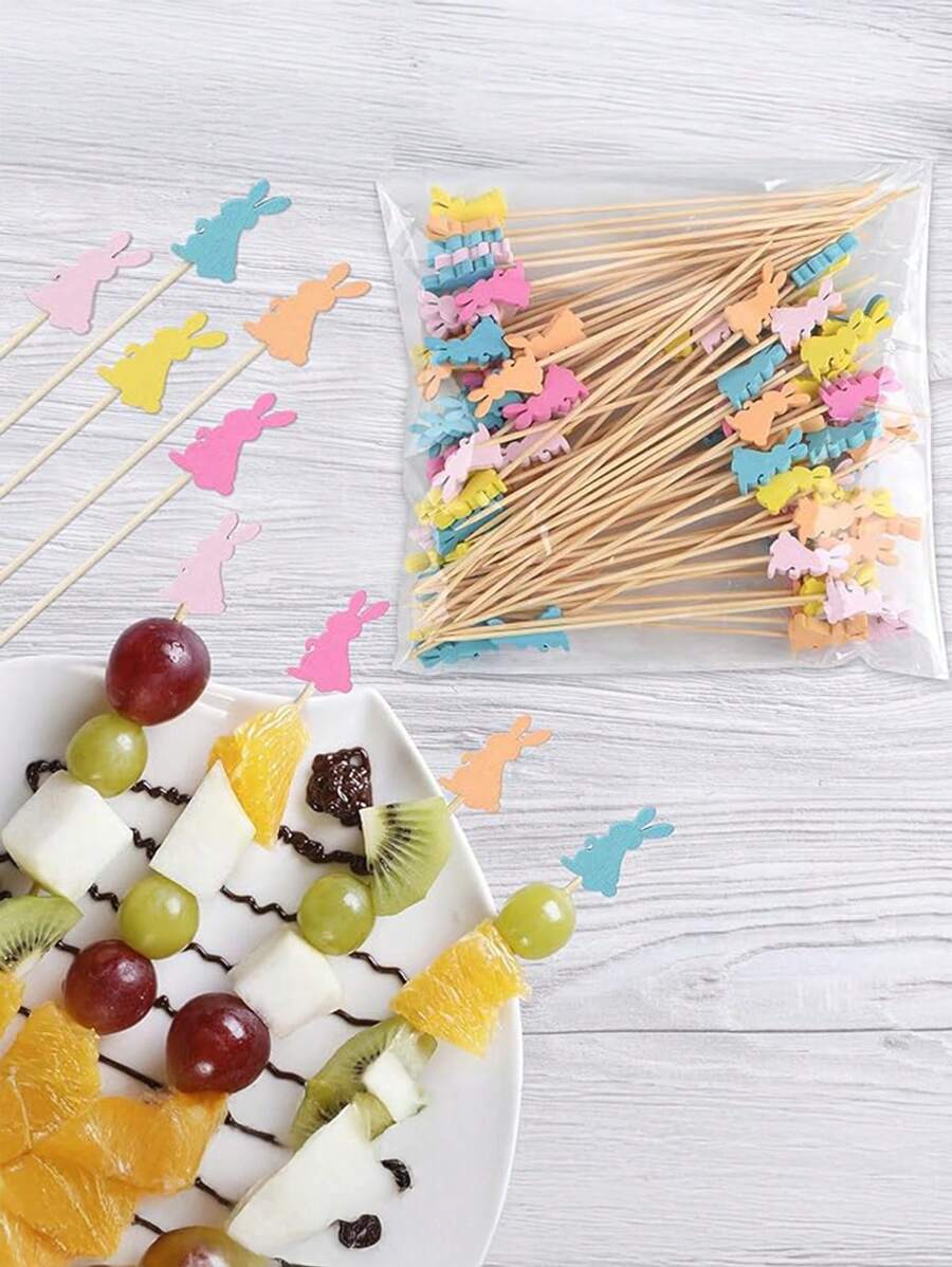 30pcs Colorful Bunny Bamboo Sticks, Easter Bamboo Sticks, Colorful ...