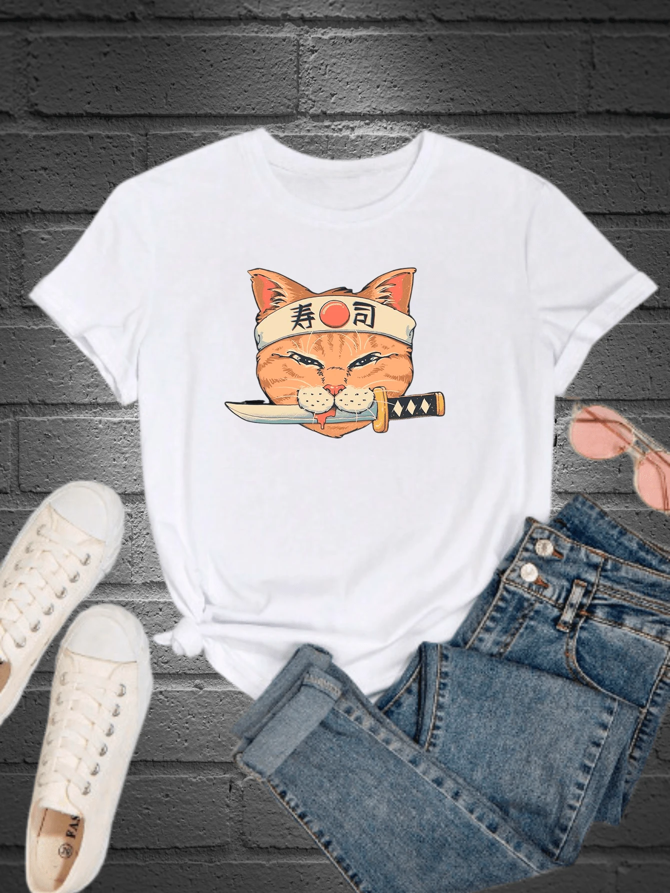 Camiseta Feminina Branca Baby Look Modelo " GATO NIINJA " - Estilo ...