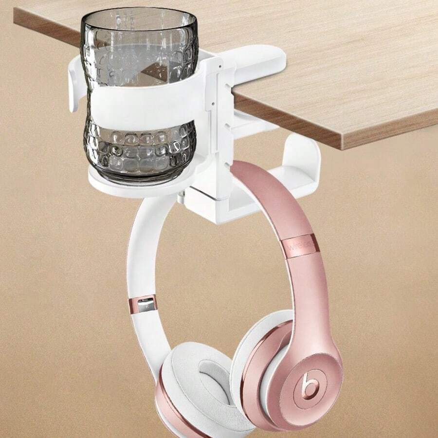 2 In 1 Desk Cup Holder Headphone Holder Universal Gaming Headset Hanger ...