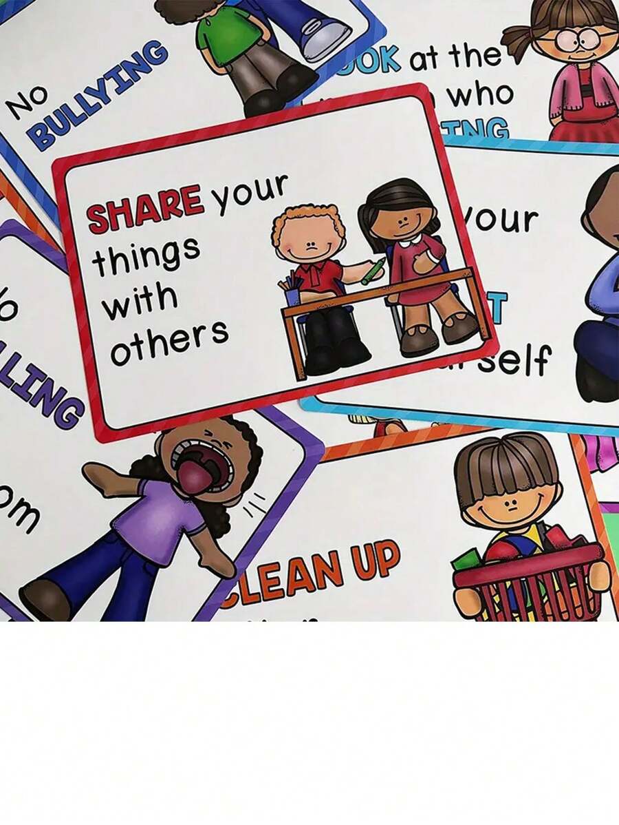 15pcs A4 Size Classroom Rules Poster - Preschool Class Rules Poster ...