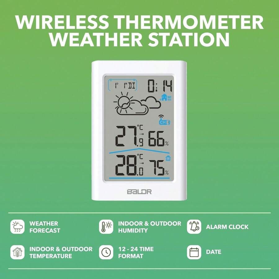 Wireless Thermometer Weather Station- Home Weather Stations For Indoor ...