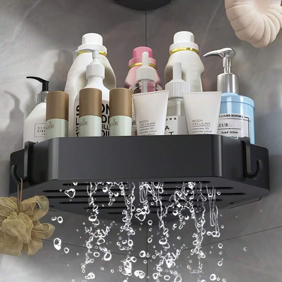 2 Pcs No-Drill Triangular Hanging Rack - Space-Saving Bathroom Corner ...