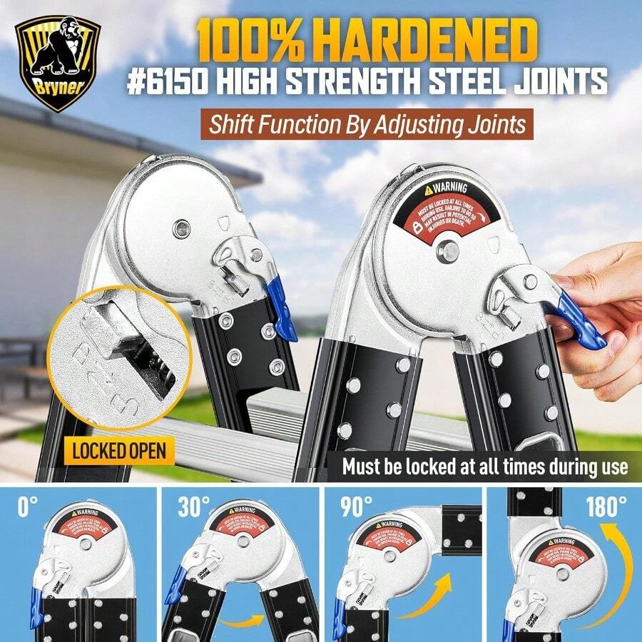 Bryner Ladder 7 In 1 Multi-Purpose Ladder Aluminium Extension Ladder ...