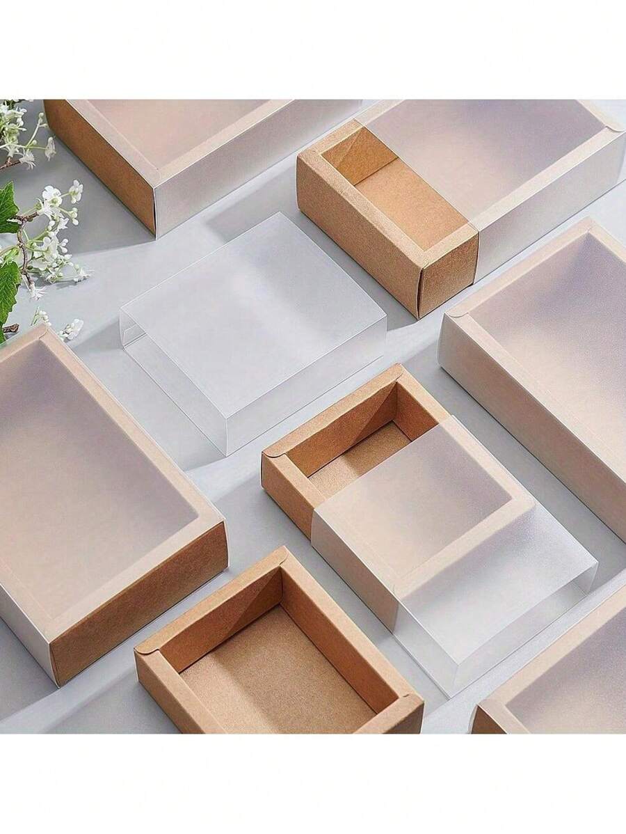 1/5/10pcs Folding Kraft Paper Box Drawer Box 6.5*6.5*3cm Universal ...