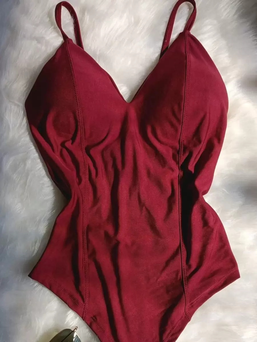 BODY ALCINHA DECOTE EM V com bojo | SHEIN Brasil
