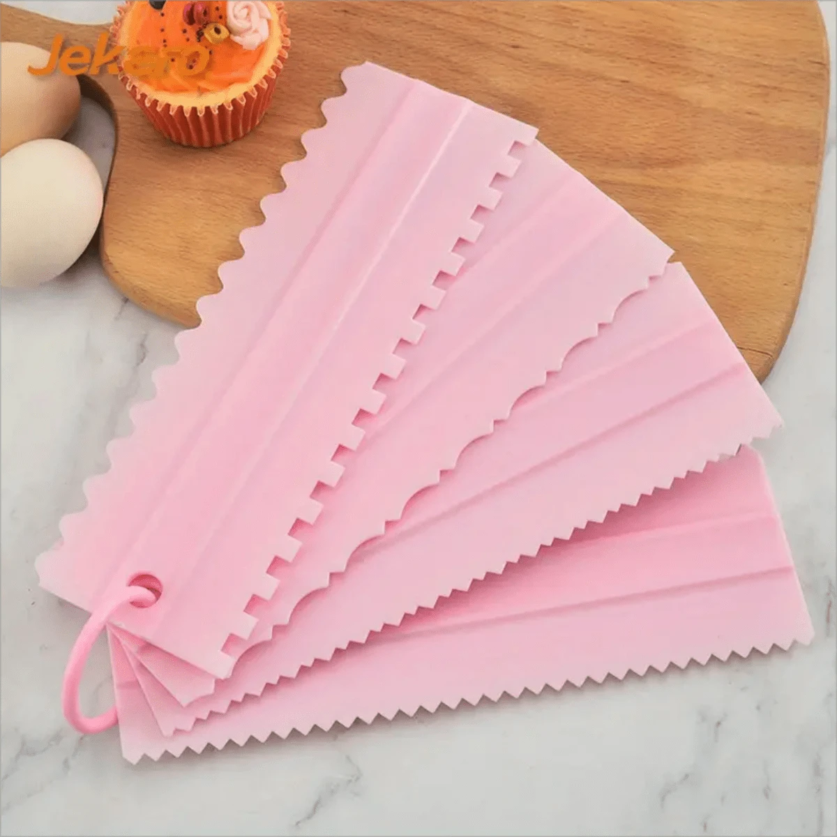 4pcs Cake Scraper Set, Plastic Serrated Cake Edge Trimmer, Mousse Cream ...