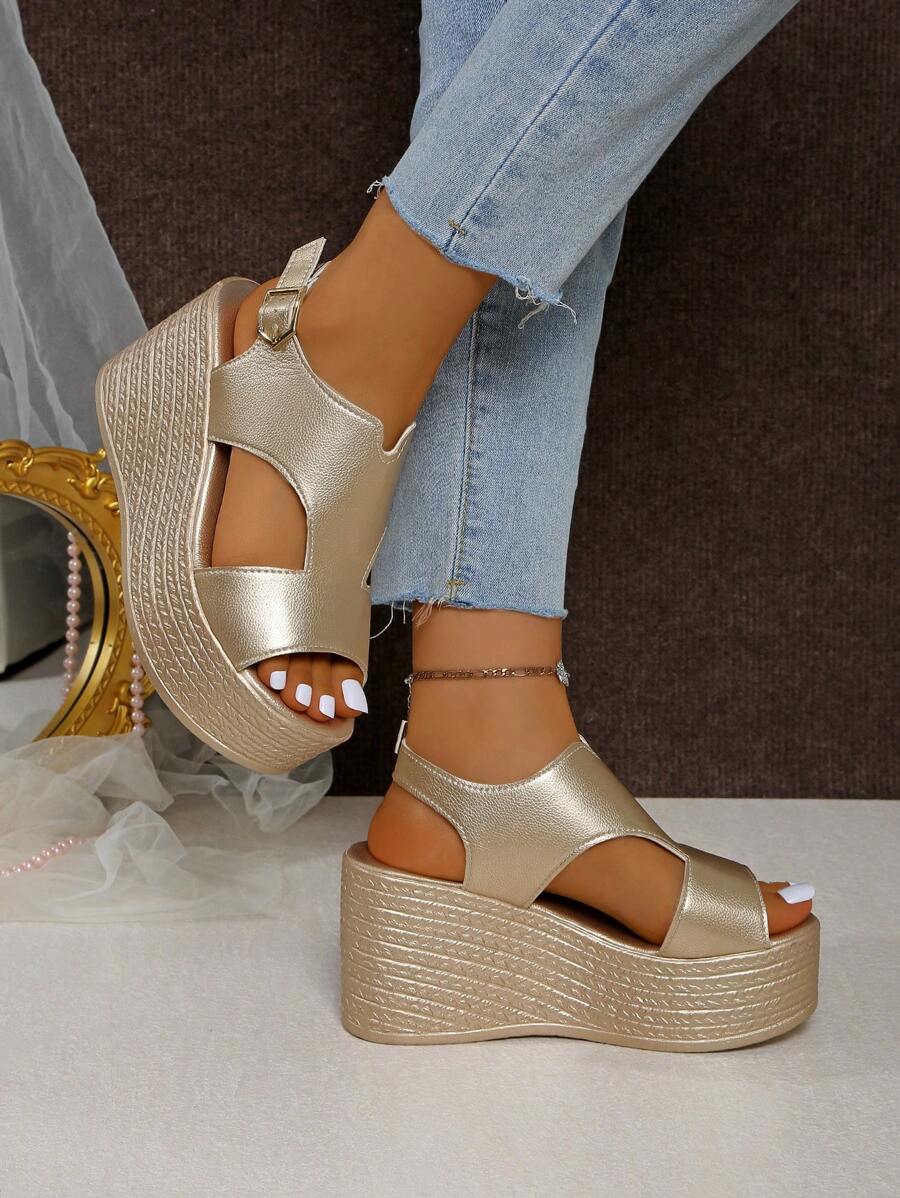 Plus Size Women's 9cm Platform Wedge Sandals, Fashion Thick Bottom One ...