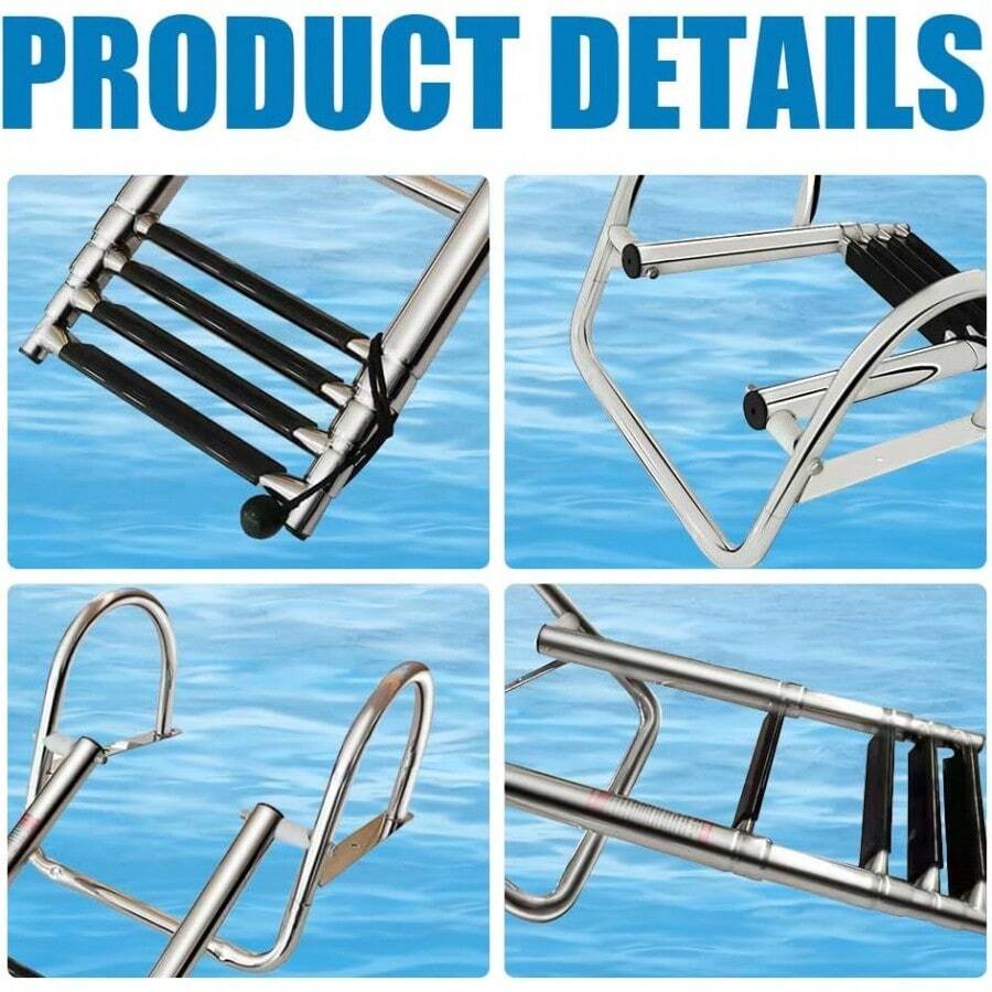 4-Step Stainless Steel Telescoping Ladder Folding Dock Ladder For Boats ...