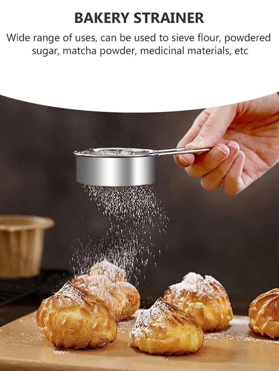 1 PC Baking Powdered Sugar Sieve Cocoa Powder Stainless Steel Flour ...