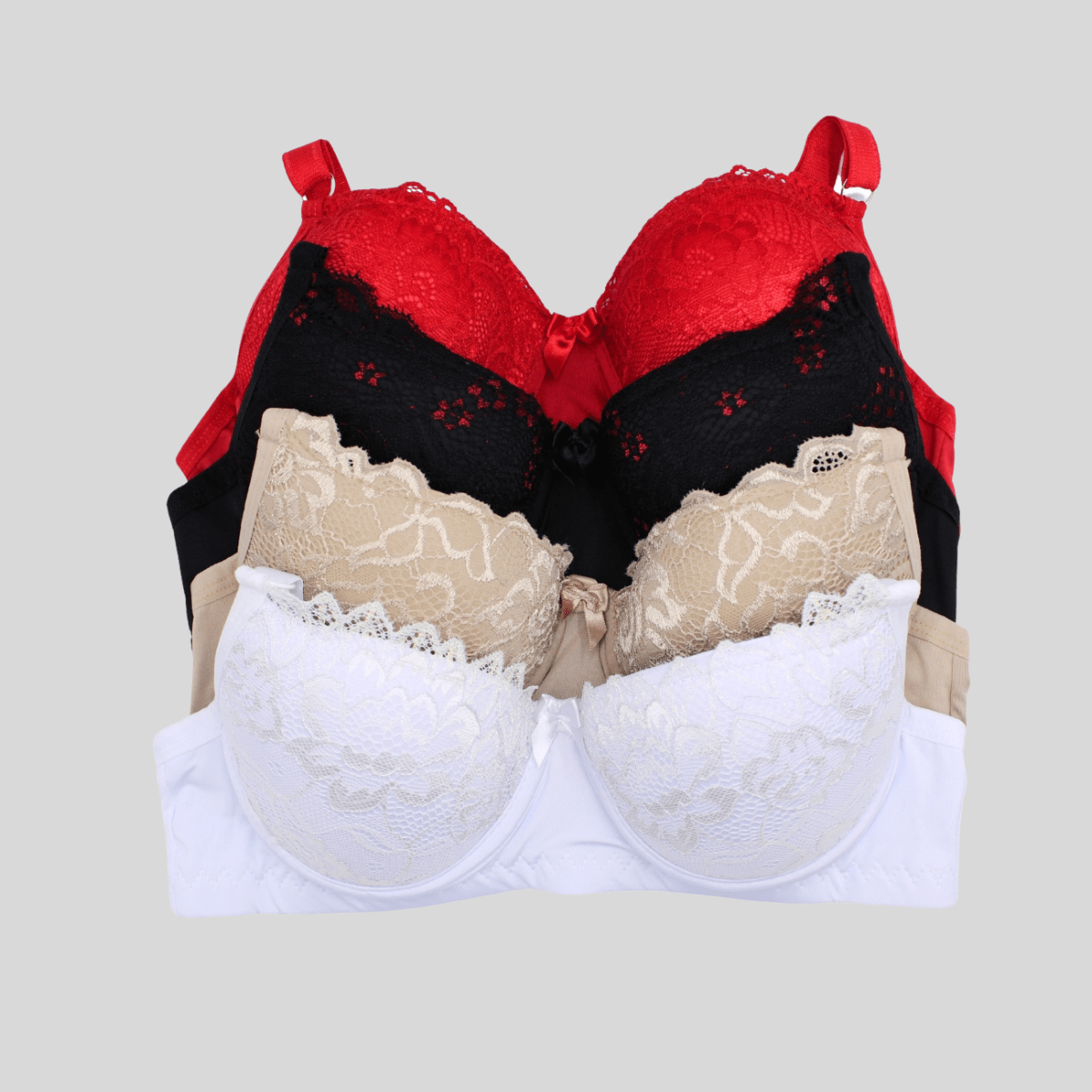 Kit Of Up To 03 Premium Melissa Reinforced Lace Bras With Push Up ...