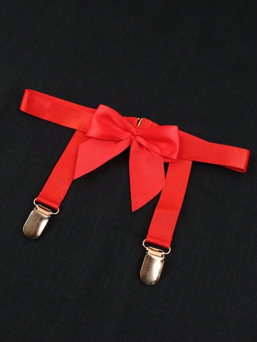 2PCS Thigh High Garter Belt Bows Punk Leg Garter With Anti Slip Clip ...