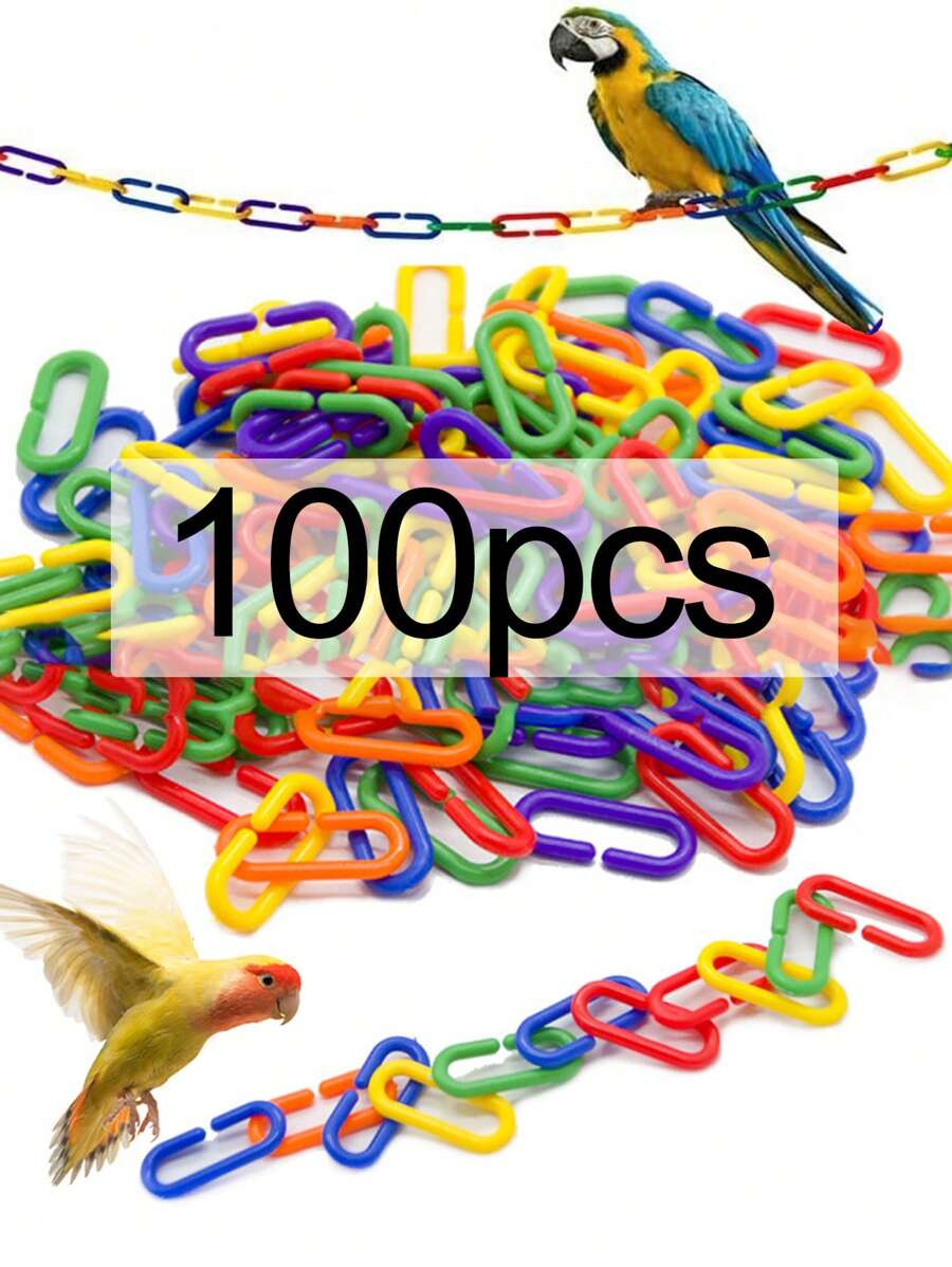 100pcs Parrot Toys Swing Ladder, C-Shape Plastic Chain Clips Chew Toys ...