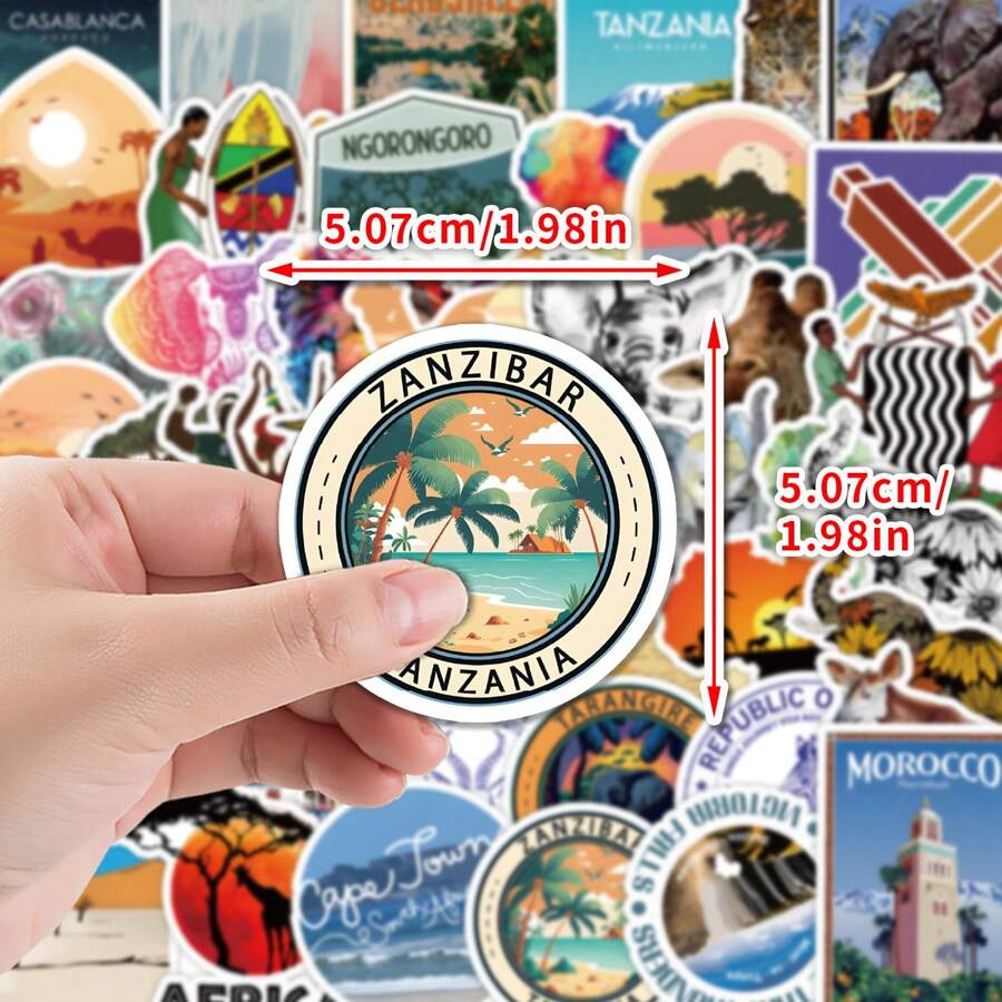 50PCS African Geography Series Stickers Vinyl Aesthetics Stickers ...