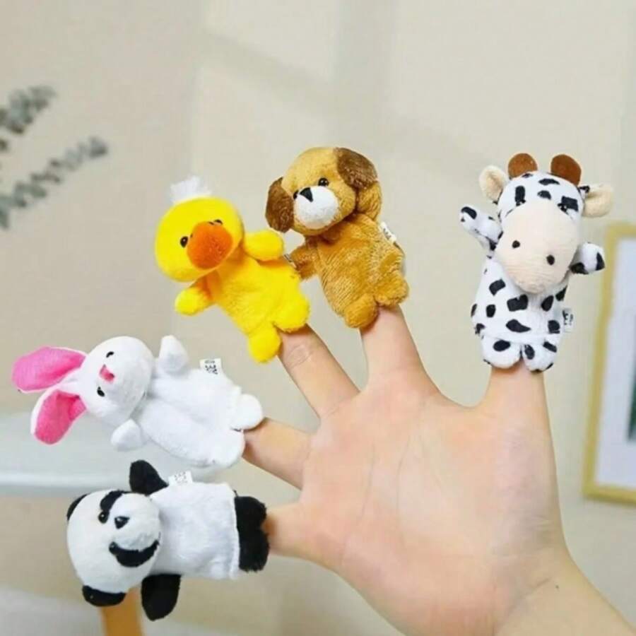 5pcs Assorted Cartoon Style Finger Puppets, Comforting Small Plush Toys ...