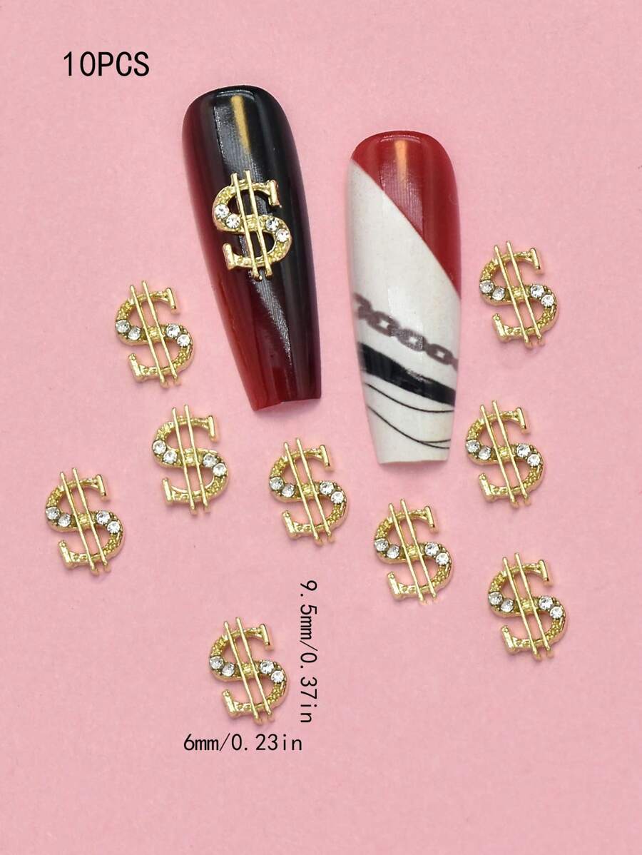 10 Popular Coin Symbols Nail Art LightLuxury Alloy Nail Art Metal ...