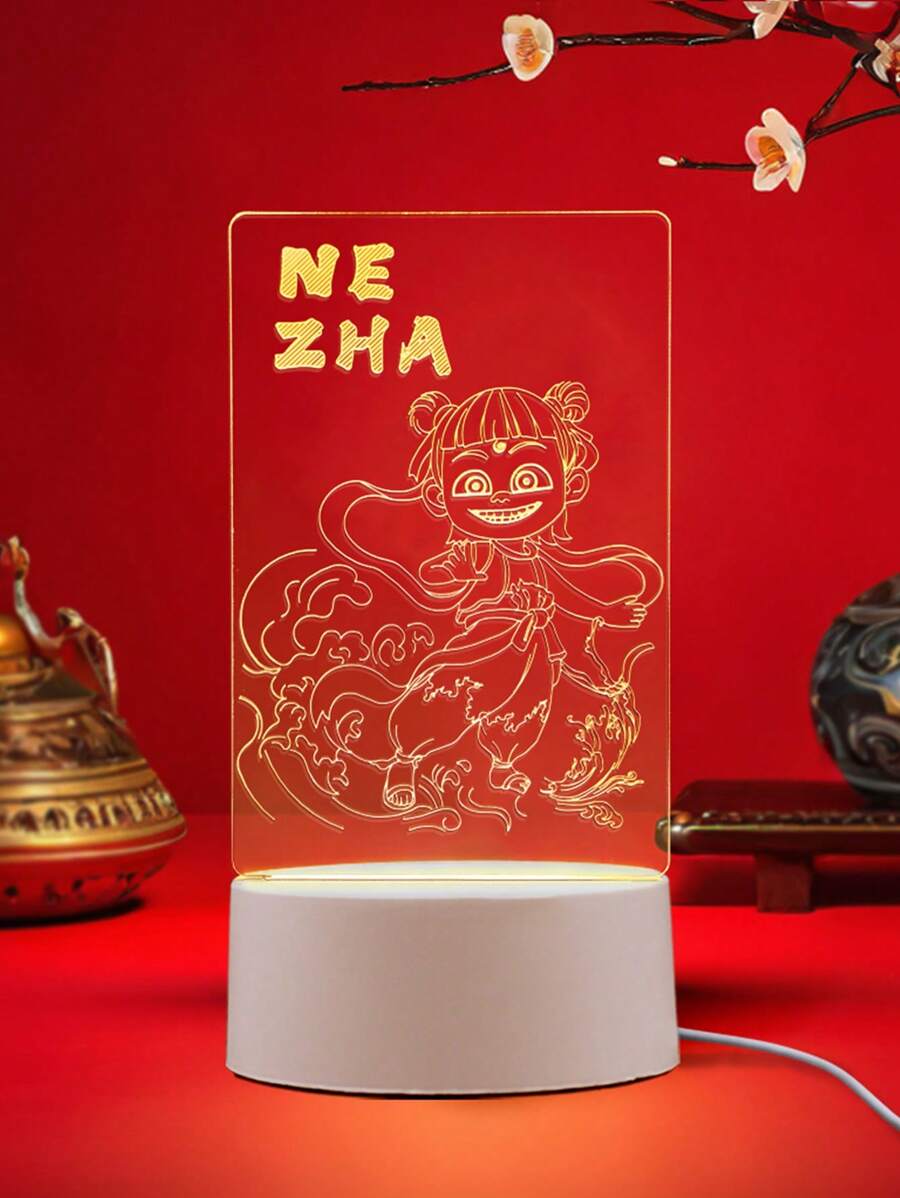Nezha And Ao Bing 3D Acrylic Small Night Light Desktop Decoration ...