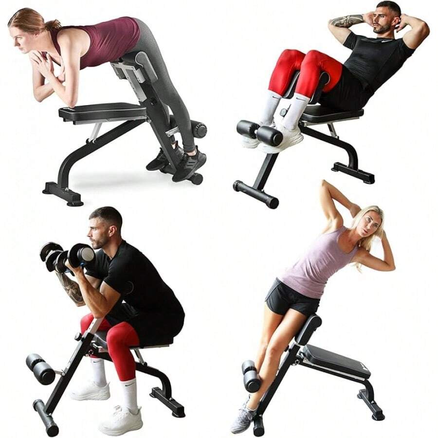 Roman Chair Hyperextension Bench - Adjustable Back Extension Machine ...