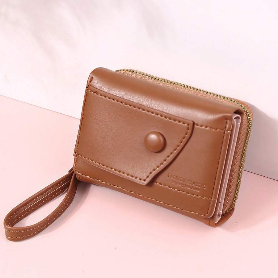 Women Short Zip Wallet 2024 New Model Ladies 3-Fold Coin Purse PU ...