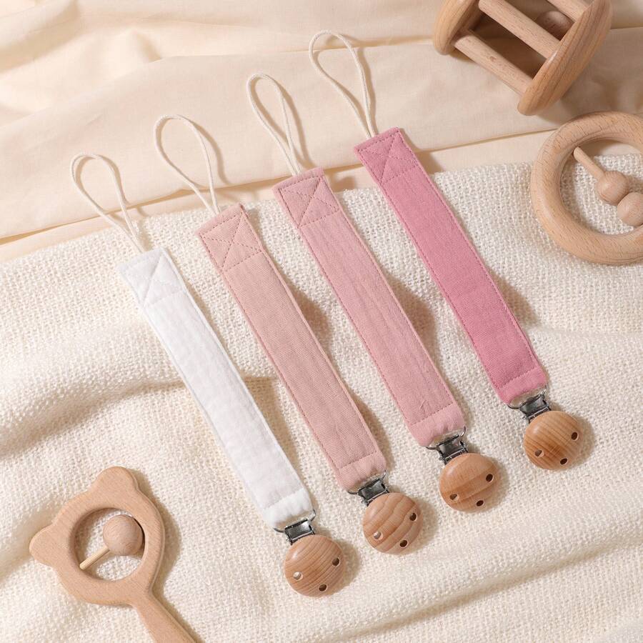 4pcs/Set Baby Pacifier Chain, Fashion Pacifier Holders & Wooden 3-Hole ...
