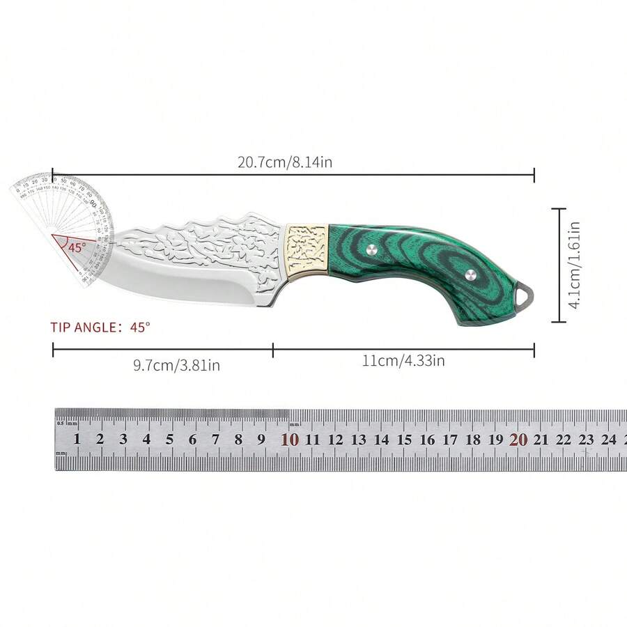 Stainless Steel Carved Pattern Small Knife [With Sheath] Outdoor BBQ ...